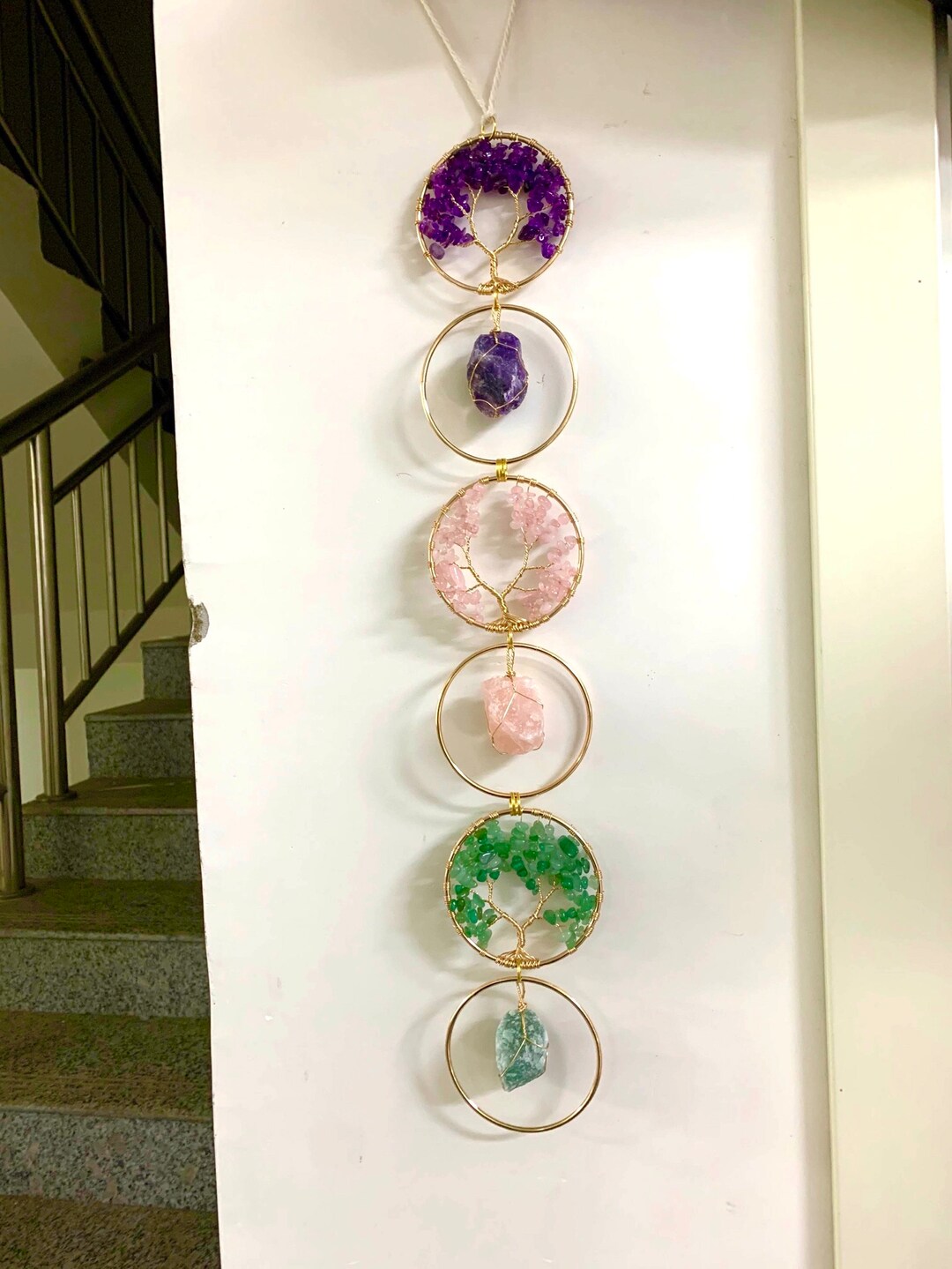 Tree of Life Crystal Hanging, Amethyst Wall Decor, Boho Decor, Rose ...