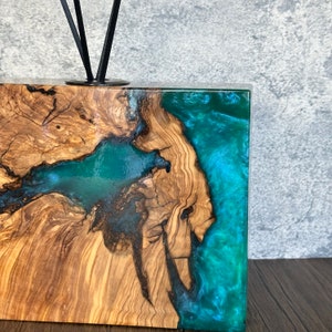 Turquoise Epoxy Reed Diffuser Square, Handmade Wood Resin Diffuser 4 ...