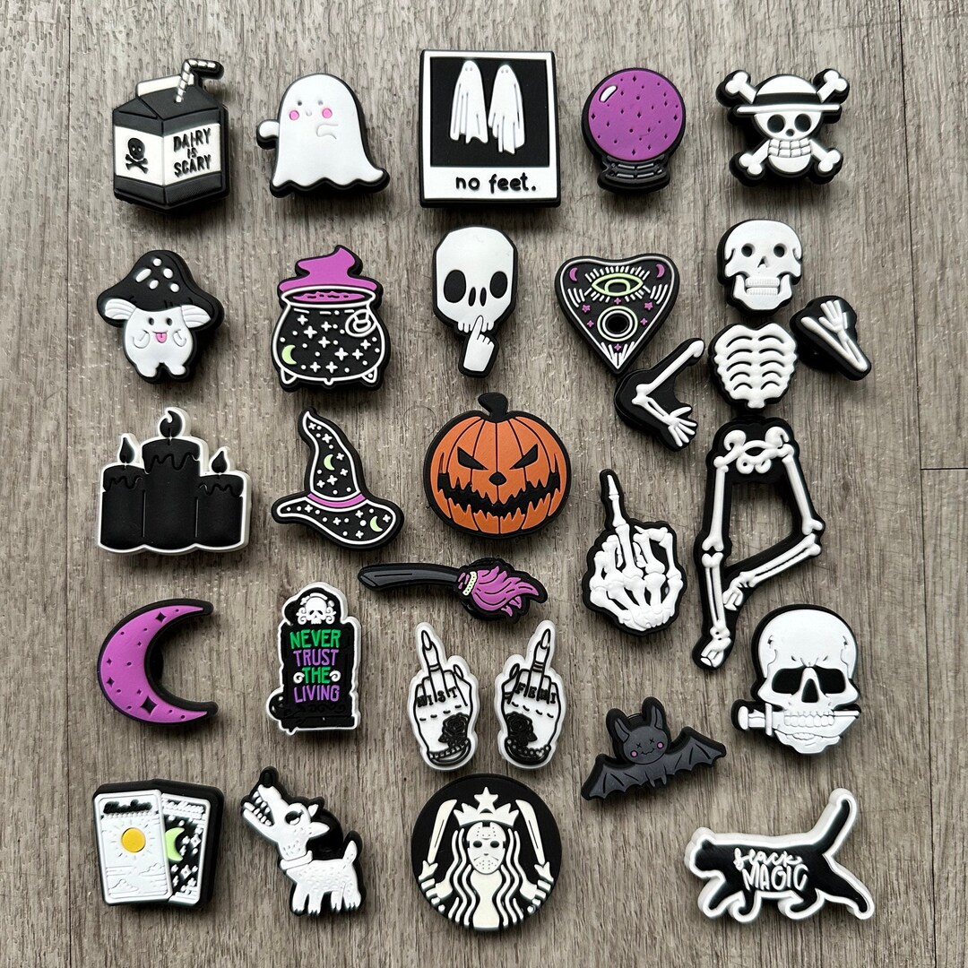 Popular Halloween Shoe Charms , Skeleton Clog Charms , Gothic Witch ...