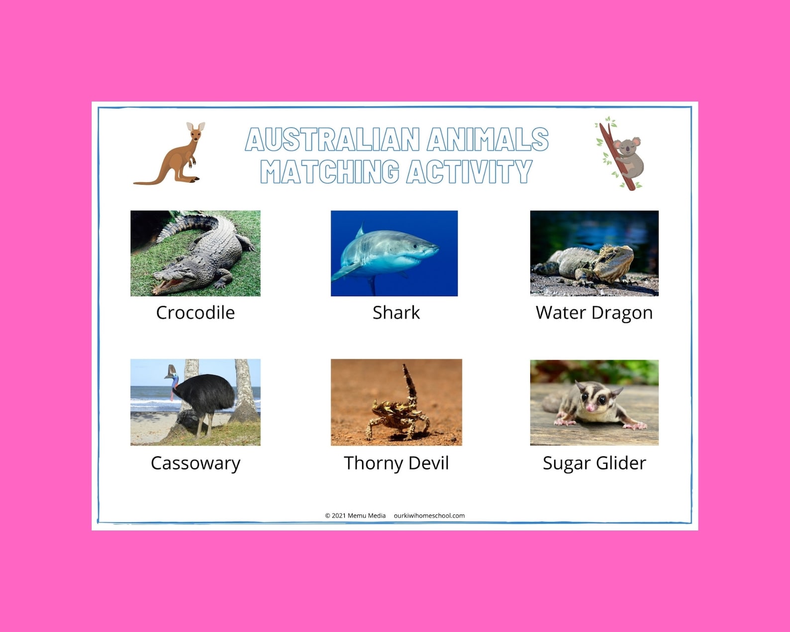 Montessori Australian Animals Matching Activity | Animal Match up Game ...
