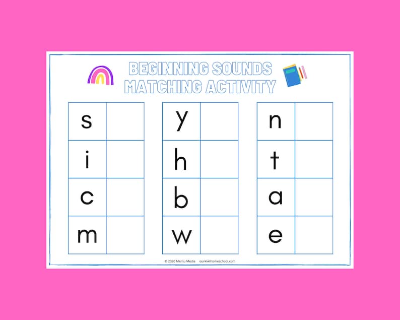 Beginning Sounds Matching Activity | Preschool Sorting Game ...
