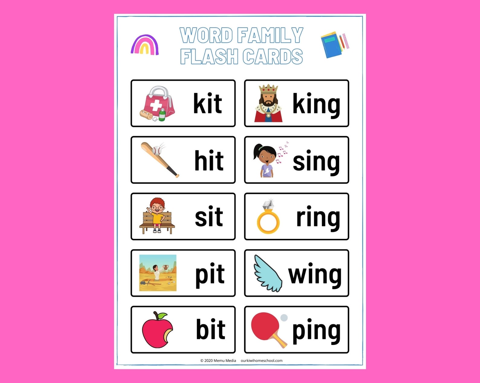 Word Family Flash Cards | Learning to Read | Rhyming Words - Etsy