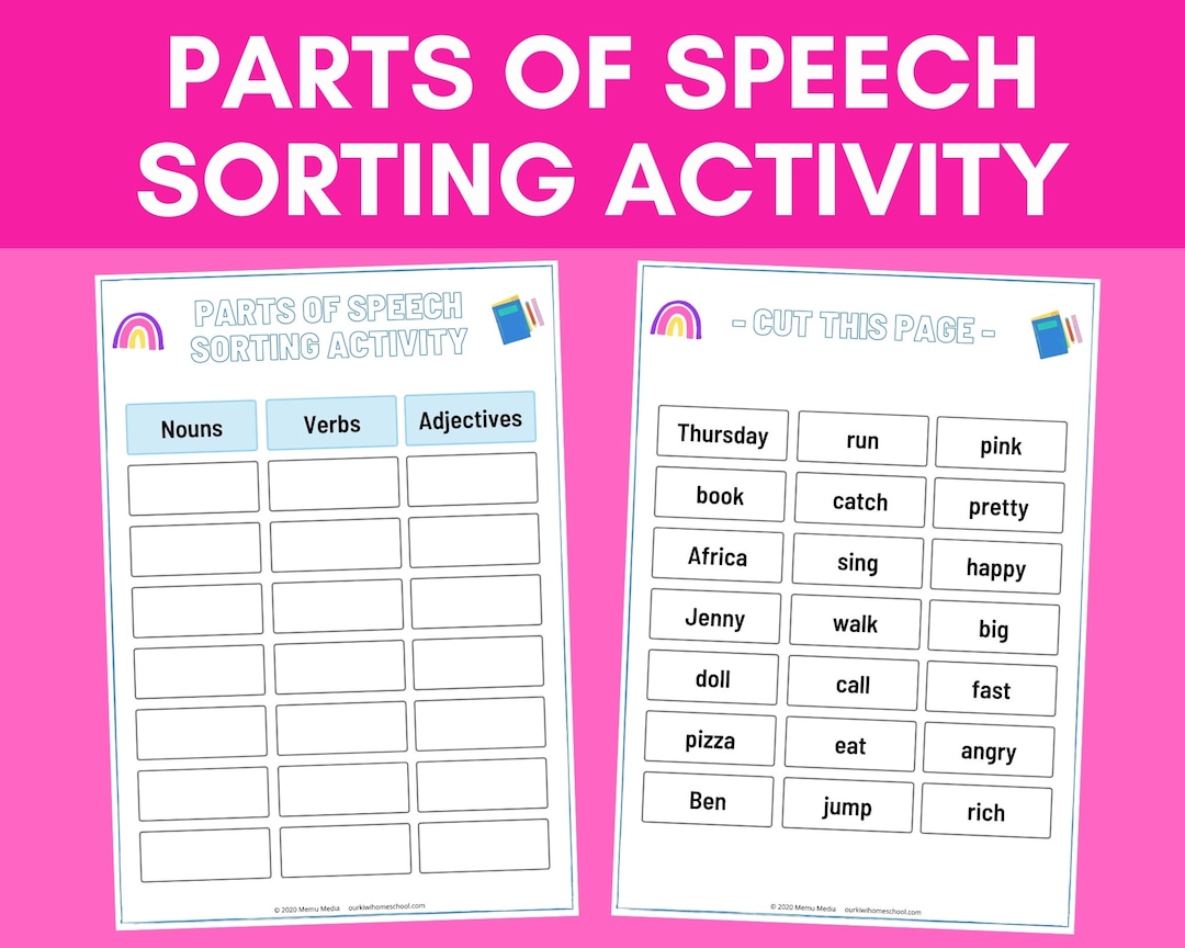 Parts of Speech Sorting Activity | Language Arts Montessori Activity ...