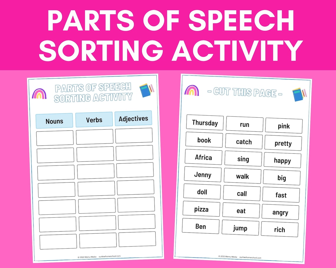Parts of Speech Sorting Activity | Language Arts Montessori Activity ...
