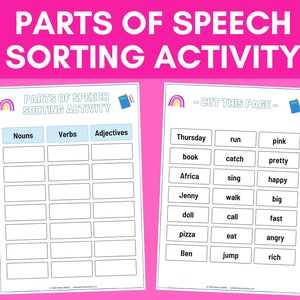 Parts of Speech Sorting Activity | Language Arts Montessori Activity ...