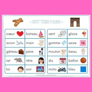 French Rhyming Words Activity | French Learning Game | Français - Etsy