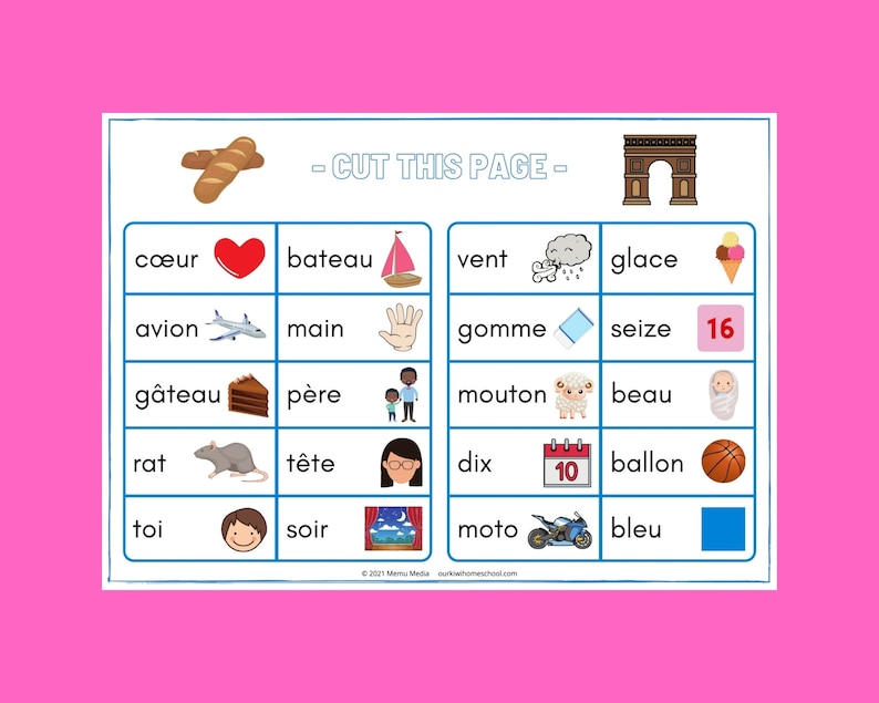 French Rhyming Words Activity | French Learning Game | Français - Etsy