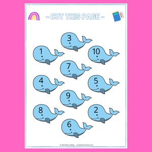 Whale Number Matching Activity Montessori Matching Game Preschool ...