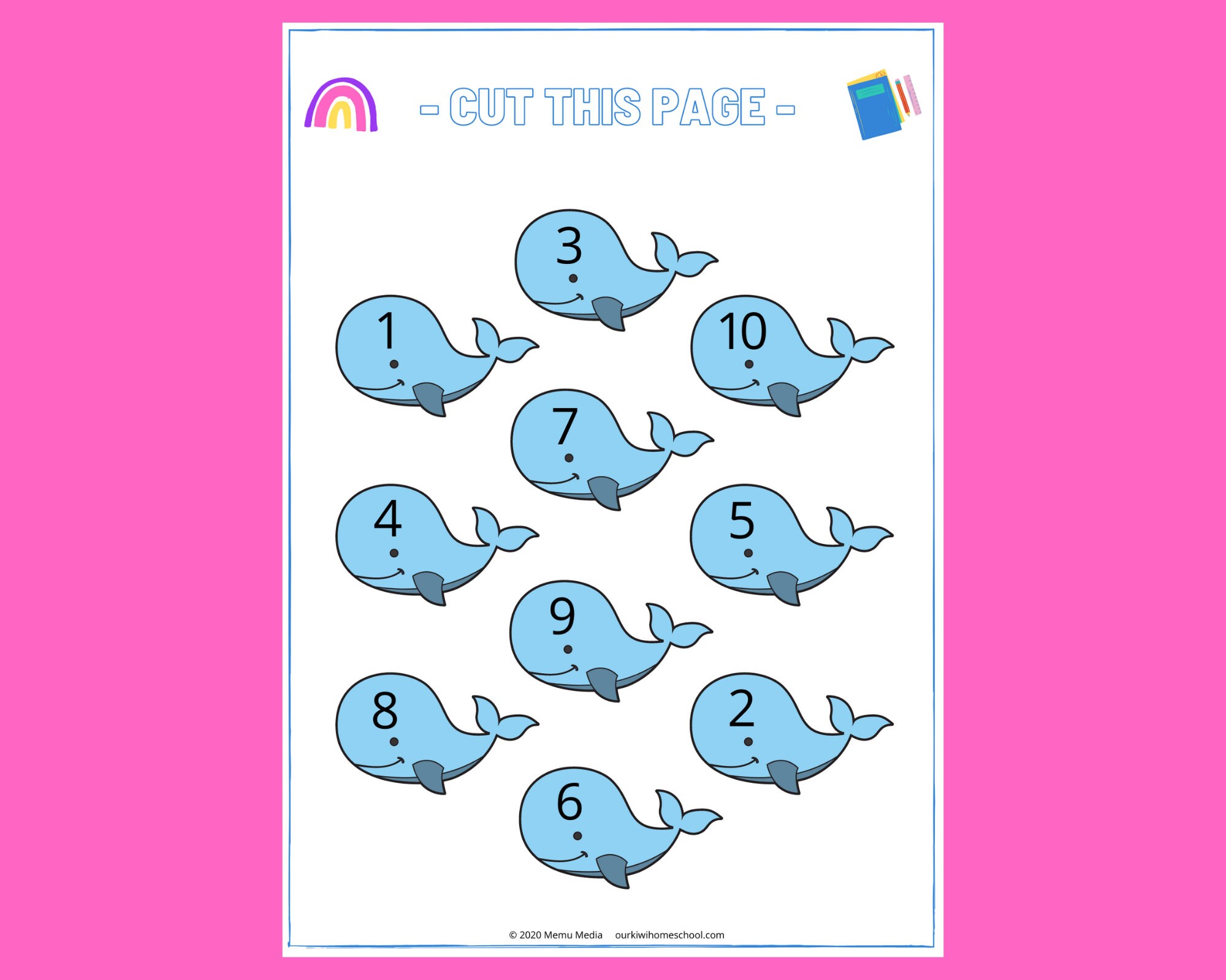 Whale Number Matching Activity Montessori Matching Game Preschool ...