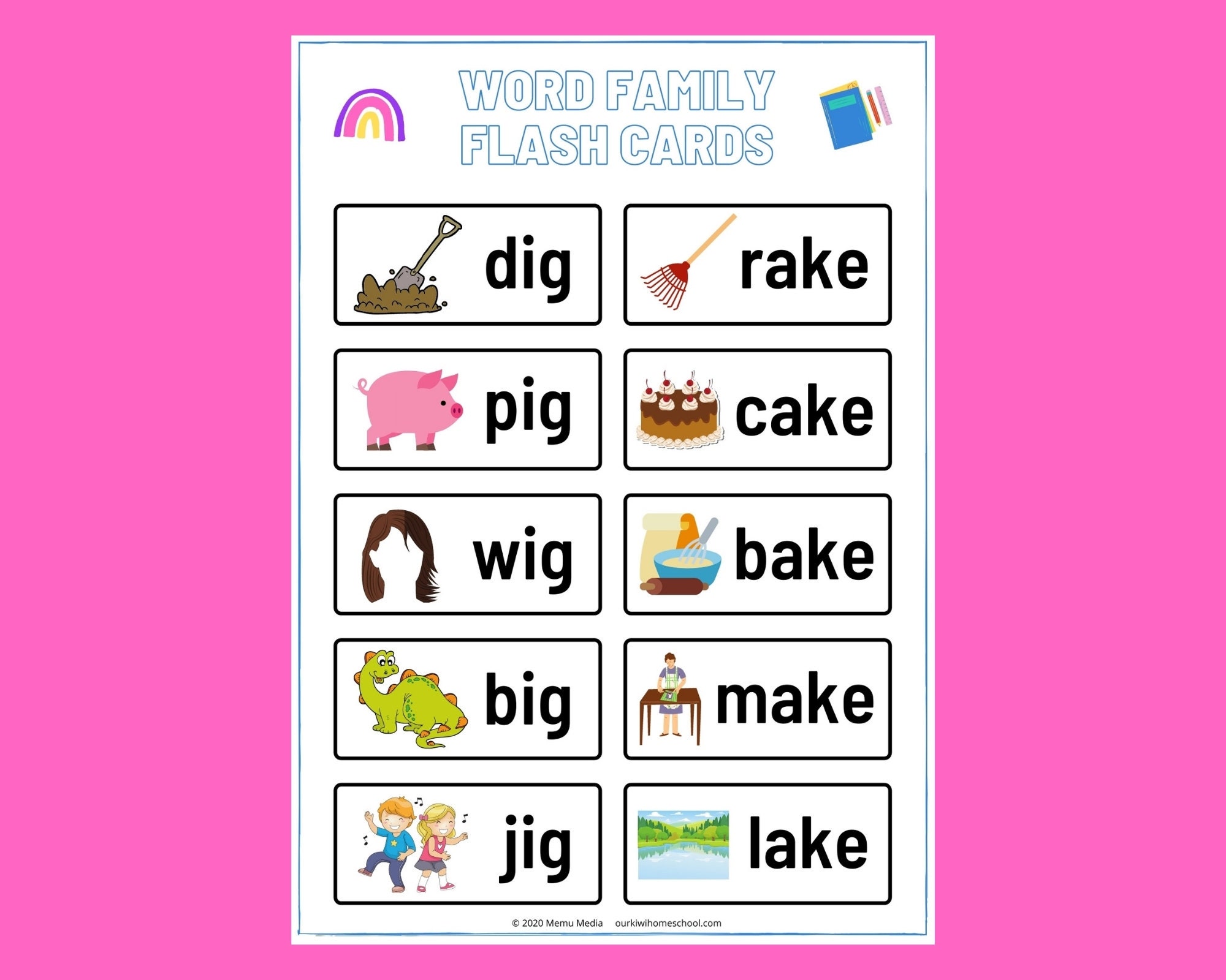 Word Family Flash Cards | Learning to Read | Rhyming Words - Etsy