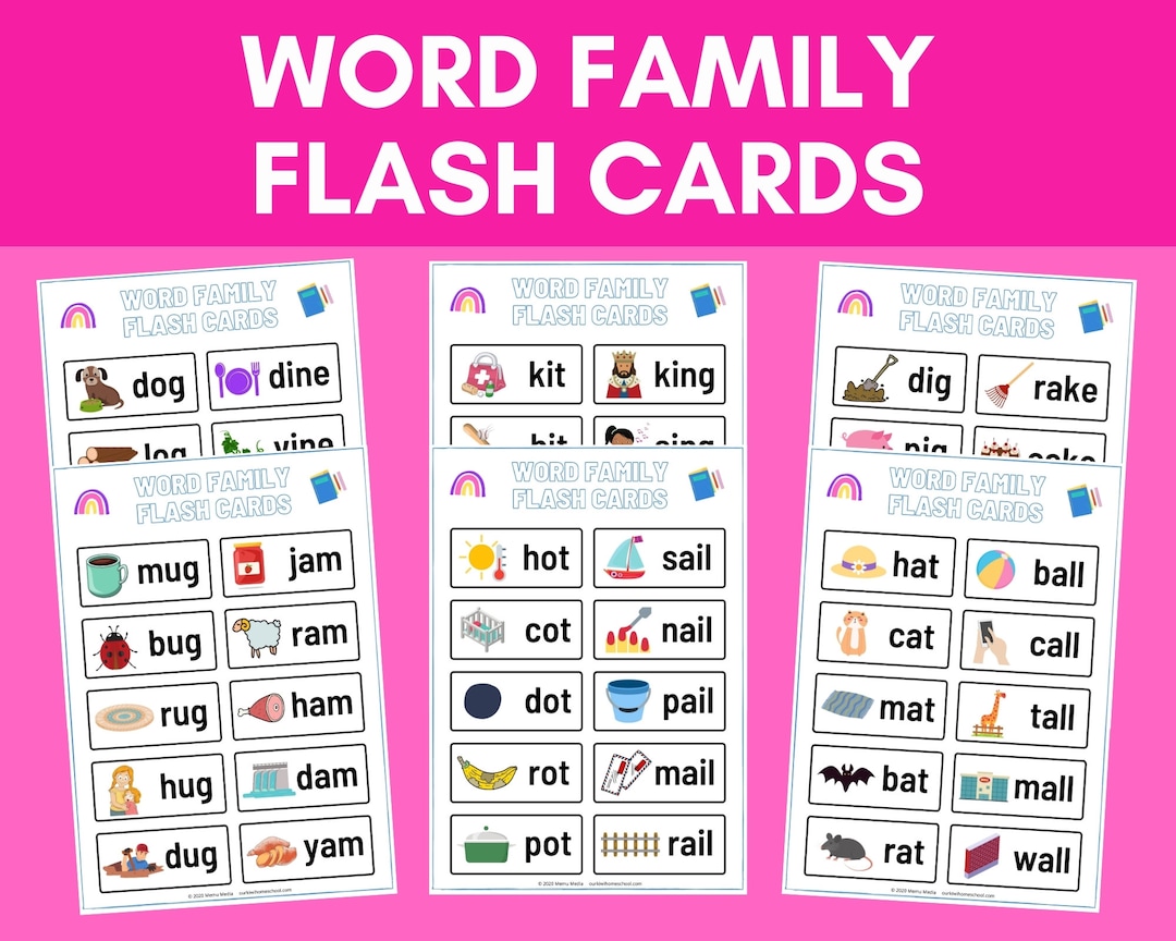 Word Family Flash Cards | Learning to Read | Rhyming Words - Etsy