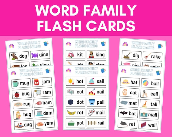 Word Family List Cards 27 Word Families By Westside
