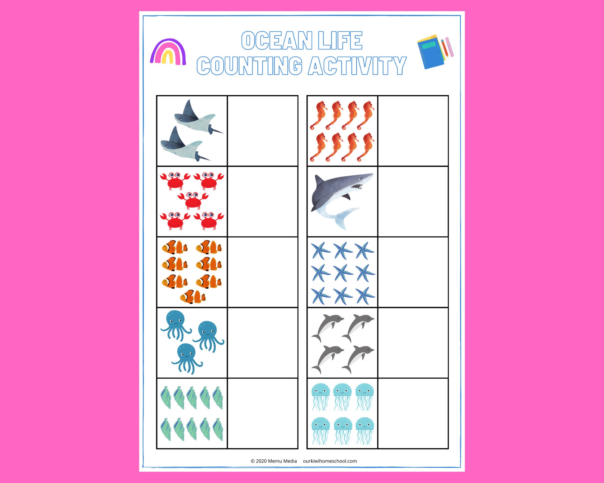 Ocean Life Counting Activity | Preschool Counting Game | Montessori ...