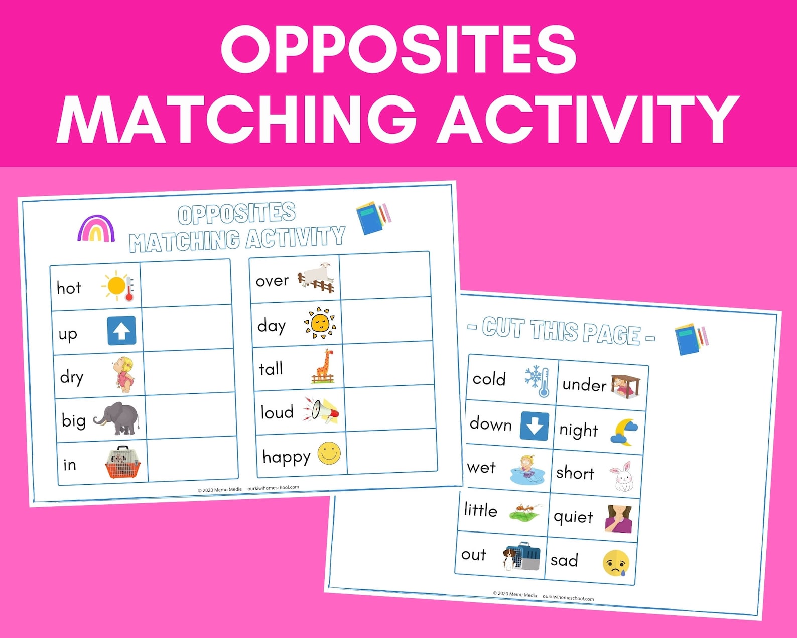 Opposites Matching Activity | Preschool Sorting Game | Montessori ...