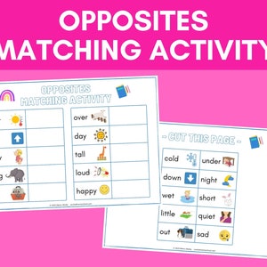 Opposites Matching Activity | Preschool Sorting Game | Montessori ...
