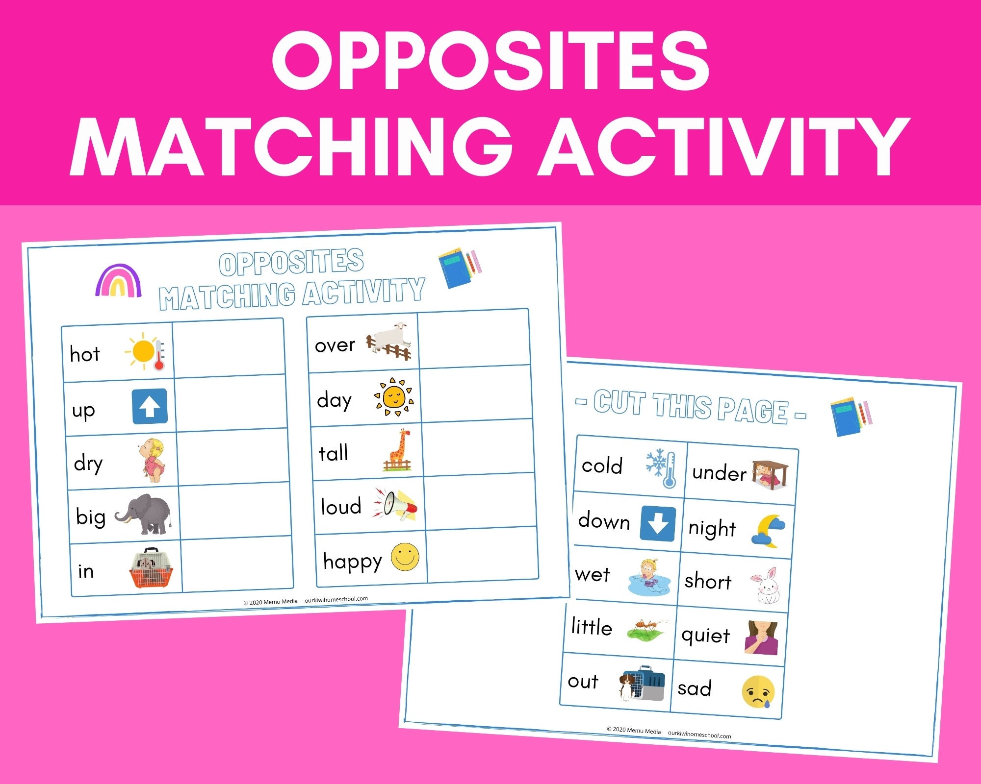 Opposites Matching Activity | Preschool Sorting Game | Montessori ...