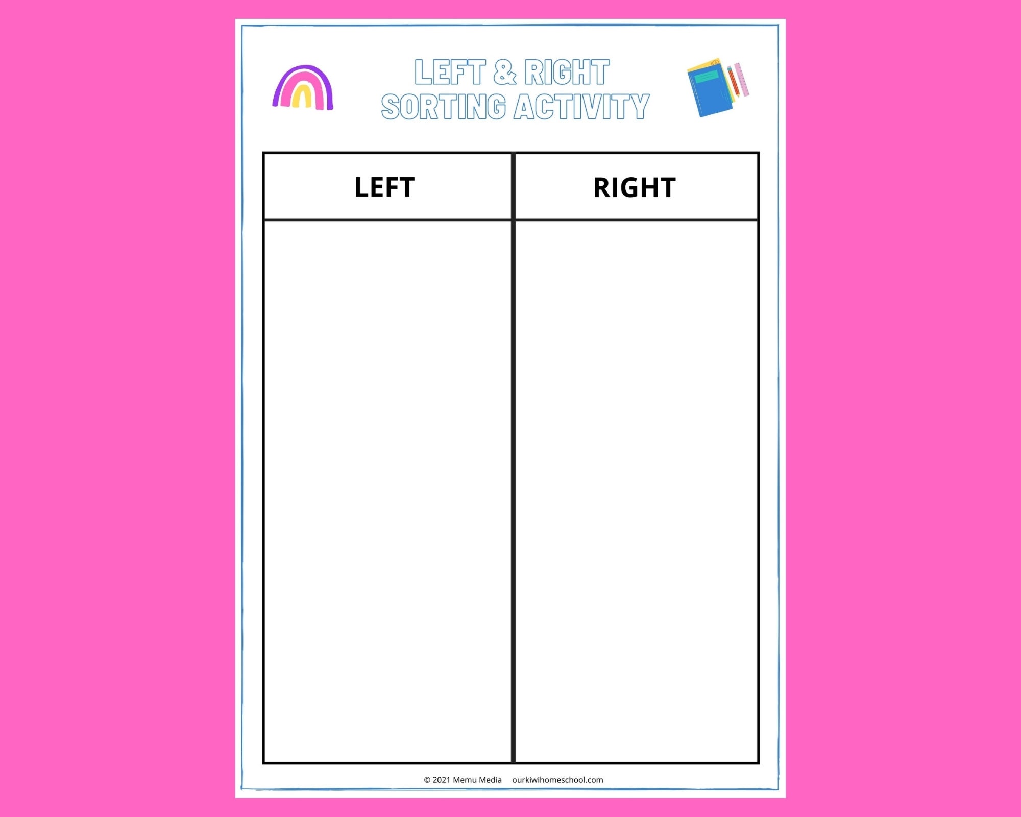 Left and Right Sorting Activity | Montessori Preschool | Homeschool ...