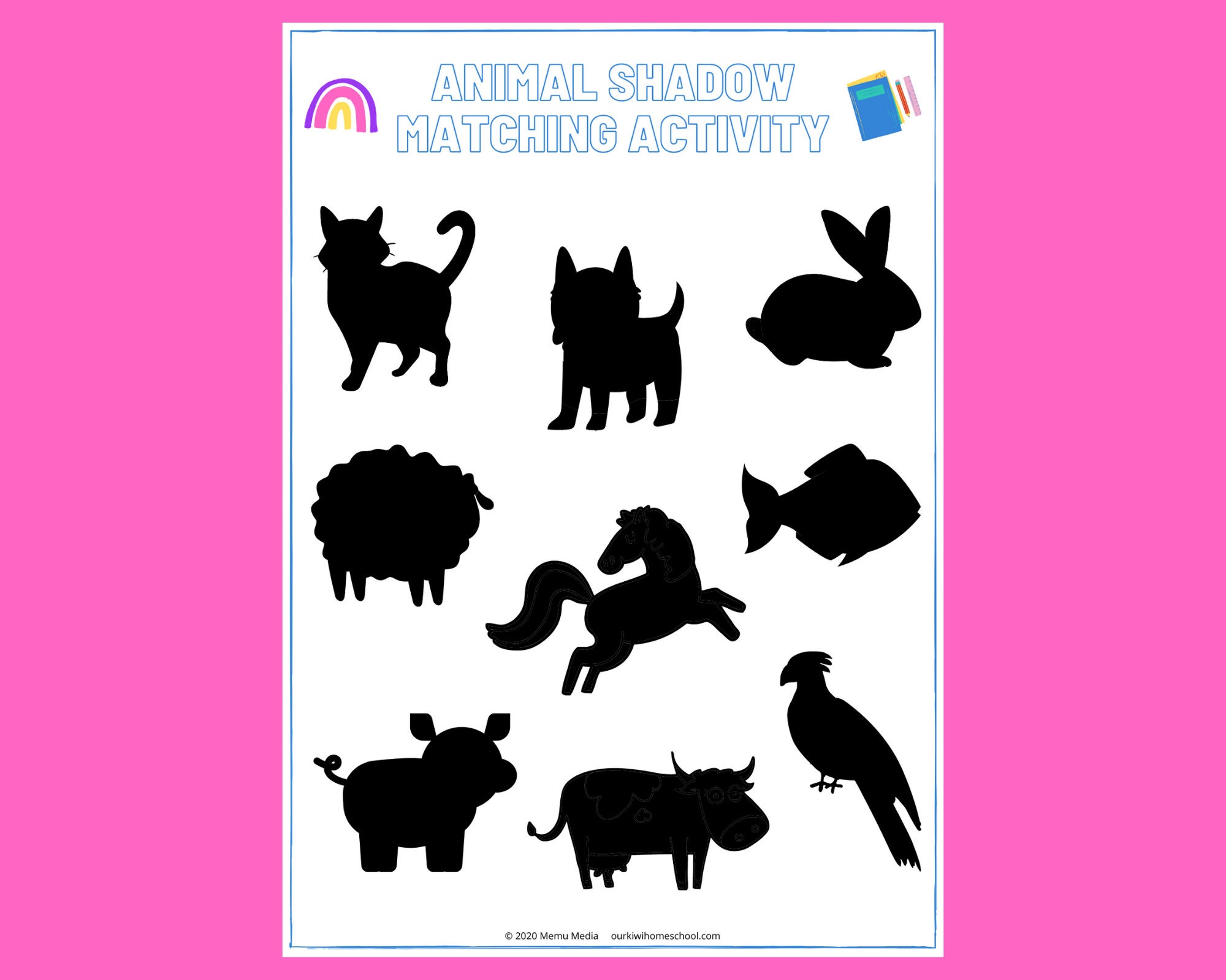 Animal Shadow Matching Activity Preschool Sorting Game - Etsy Nederland
