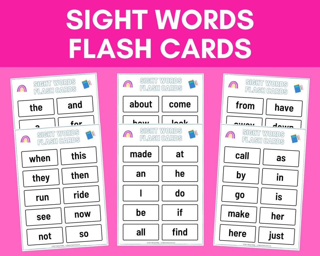 Sight Words Flash Cards| Homeschool Resources | Preschool Learning - Etsy