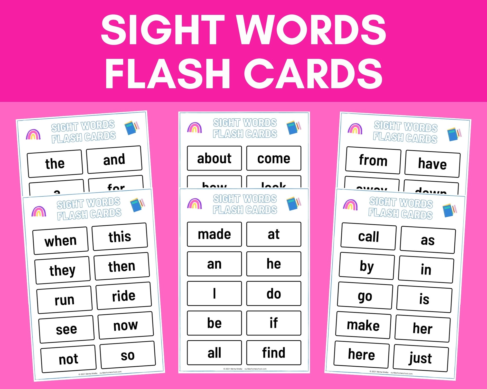 Sight Words Flash Cards| Homeschool Resources | Preschool Learning ...