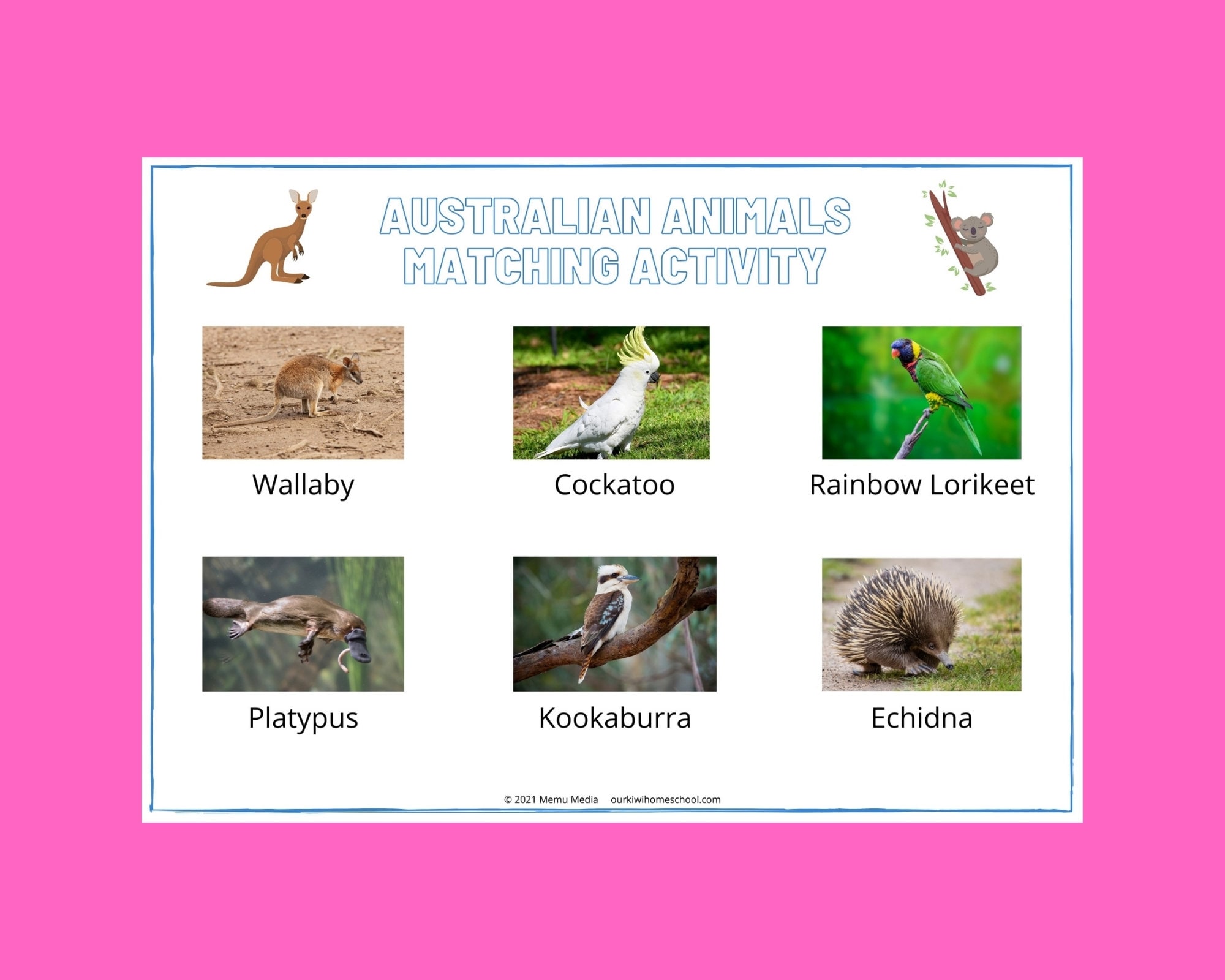 Montessori Australian Animals Matching Activity | Animal Match up Game ...