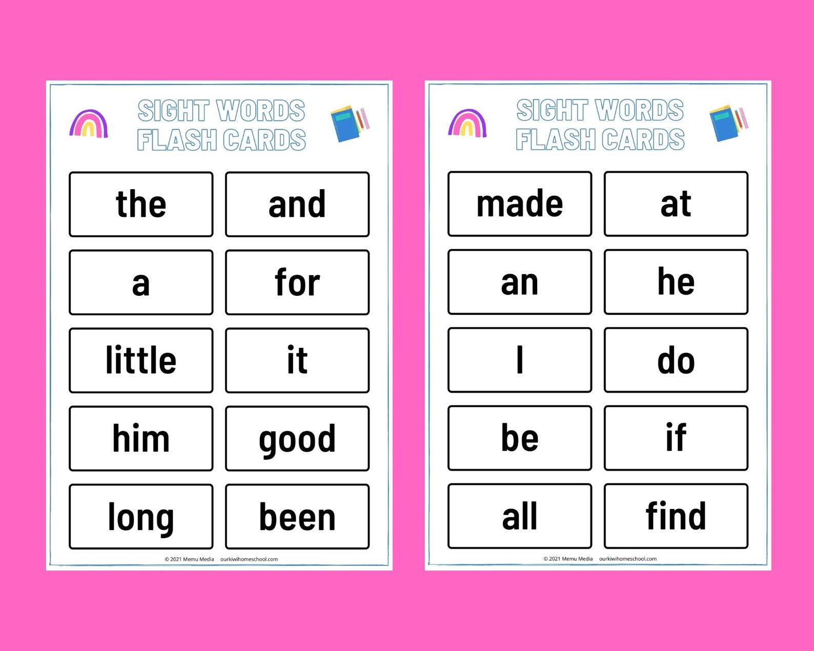 Sight Words Flash Cards| Homeschool Resources | Preschool Learning ...