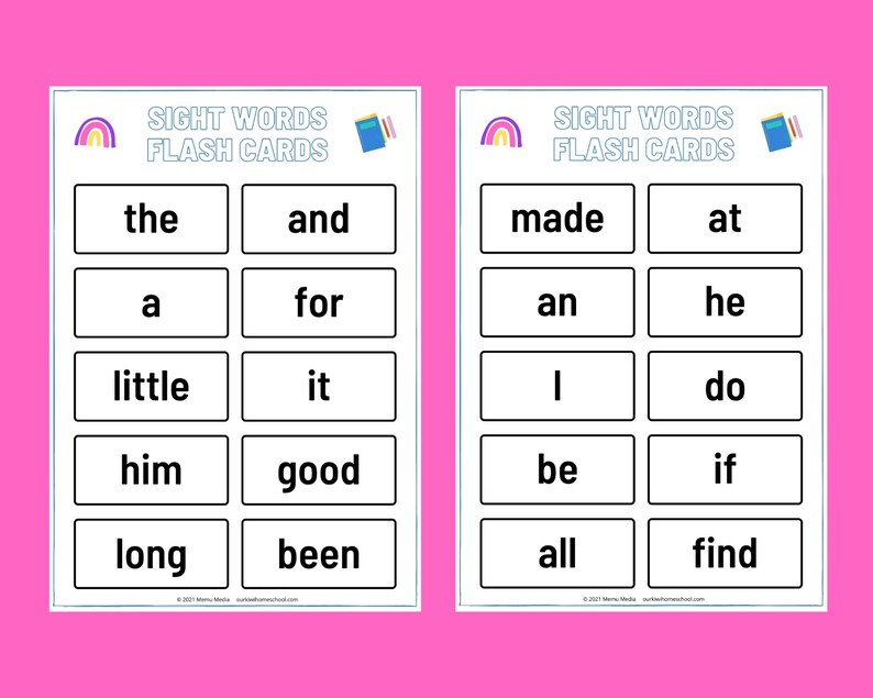 Sight Words Flash Cards| Homeschool Resources | Preschool Learning ...
