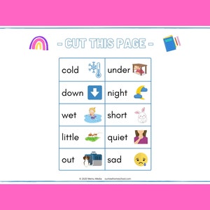 Opposites Matching Activity | Preschool Sorting Game | Montessori ...