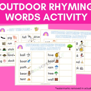 Rhyming Words Matching Activity | Outdoor Themed Sorting Printable ...