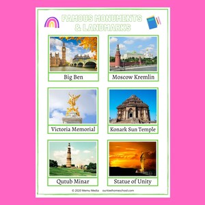 Famous Monuments and Landmarks Flash Cards | Homeschool Activity - Etsy