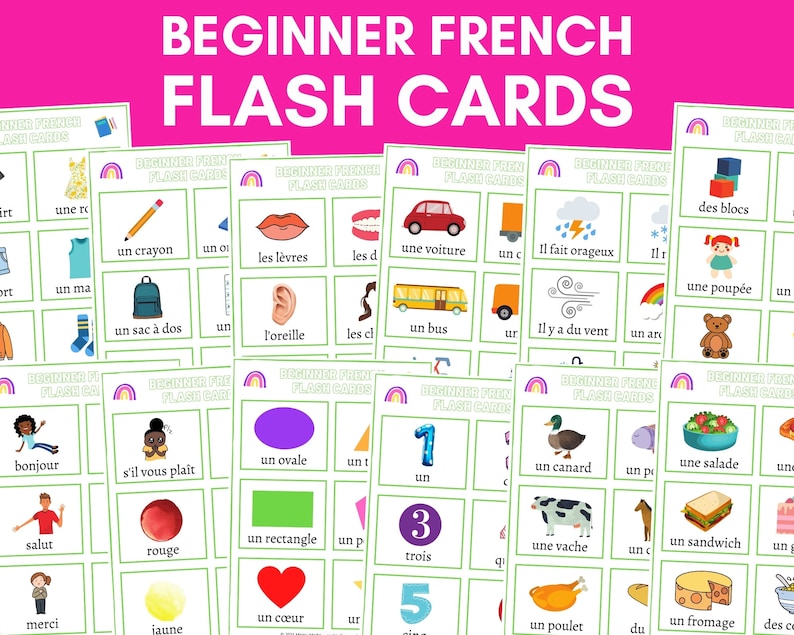 Beginner French Flash Cards | French Learning Resource | Français - Etsy