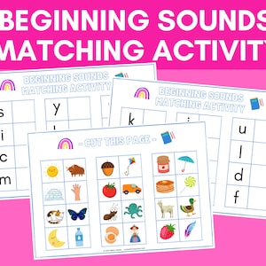 Beginning Sounds Matching Activity | Preschool Sorting Game ...