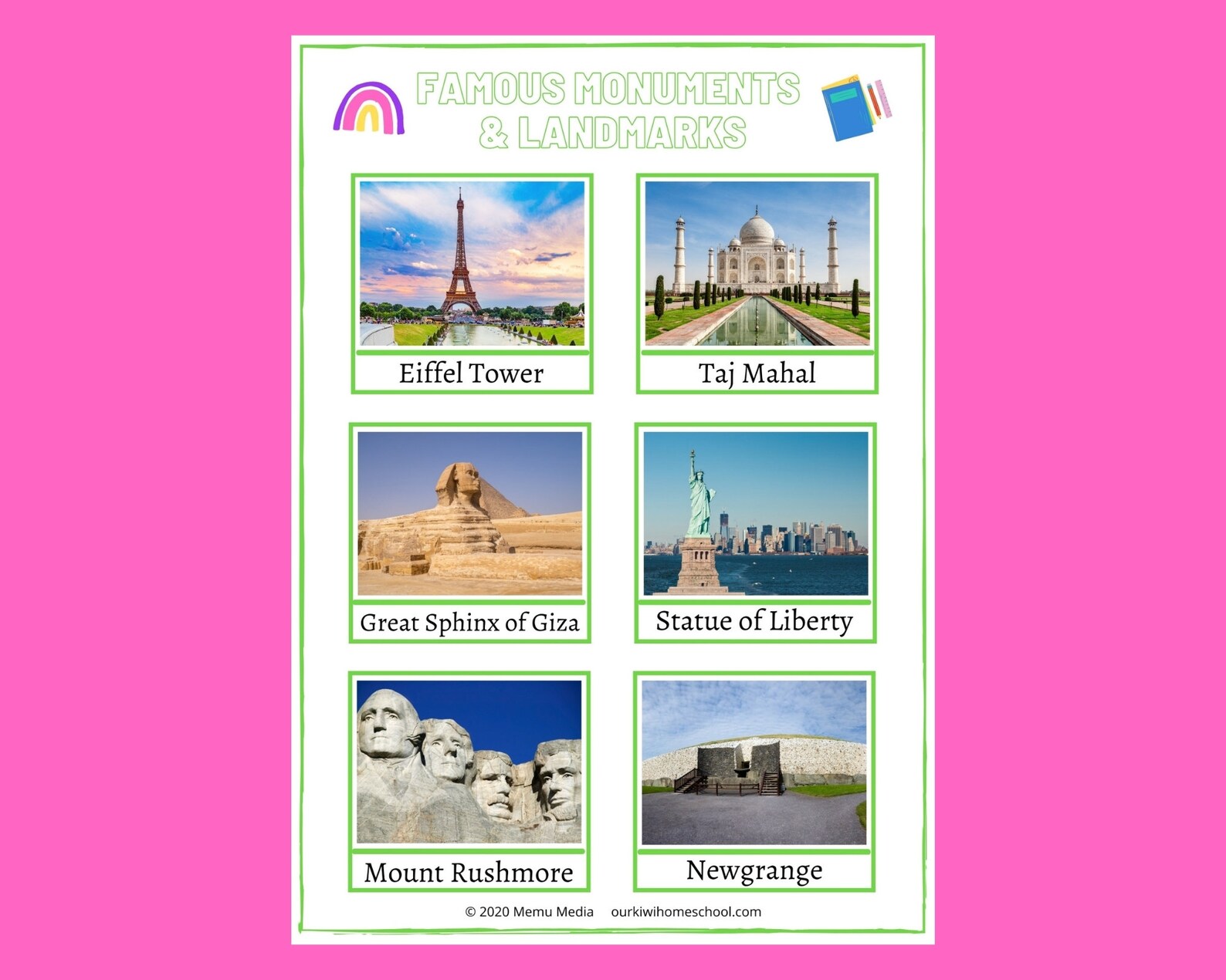 Famous Monuments and Landmarks Flash Cards | Homeschool Activity - Etsy