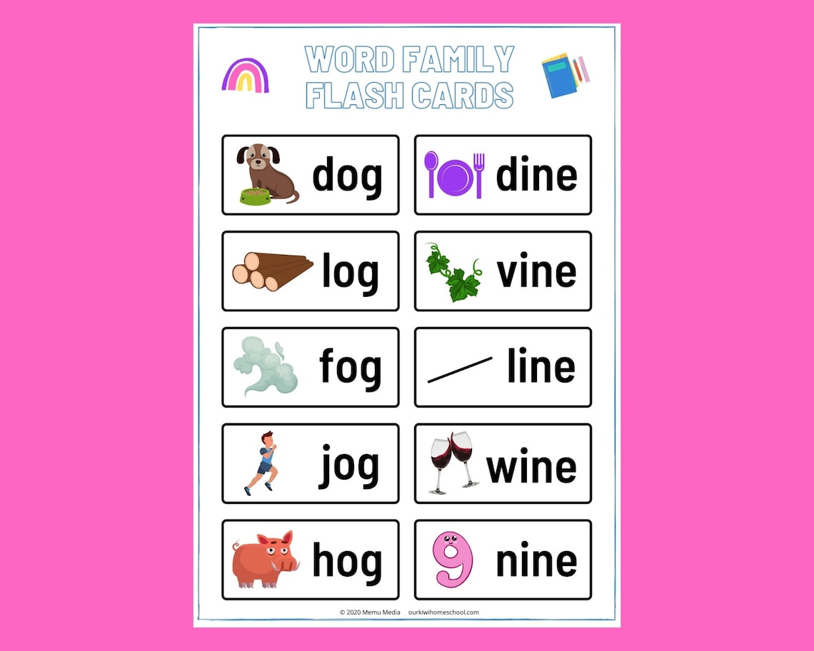 Word Family Flash Cards | Learning to Read | Rhyming Words - Etsy