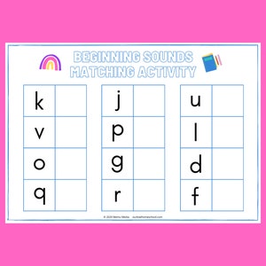 Beginning Sounds Matching Activity | Preschool Sorting Game ...