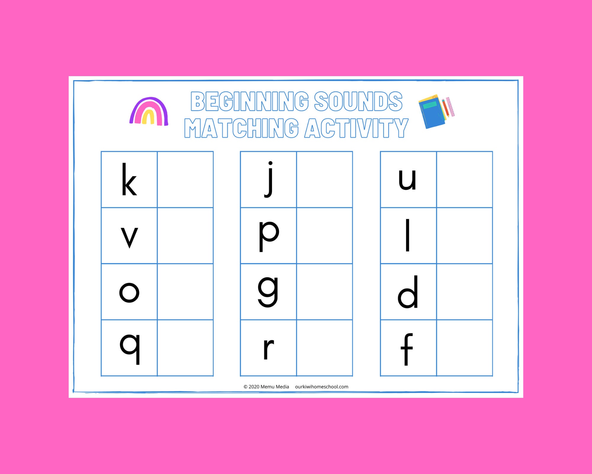 Beginning Sounds Matching Activity | Preschool Sorting Game ...