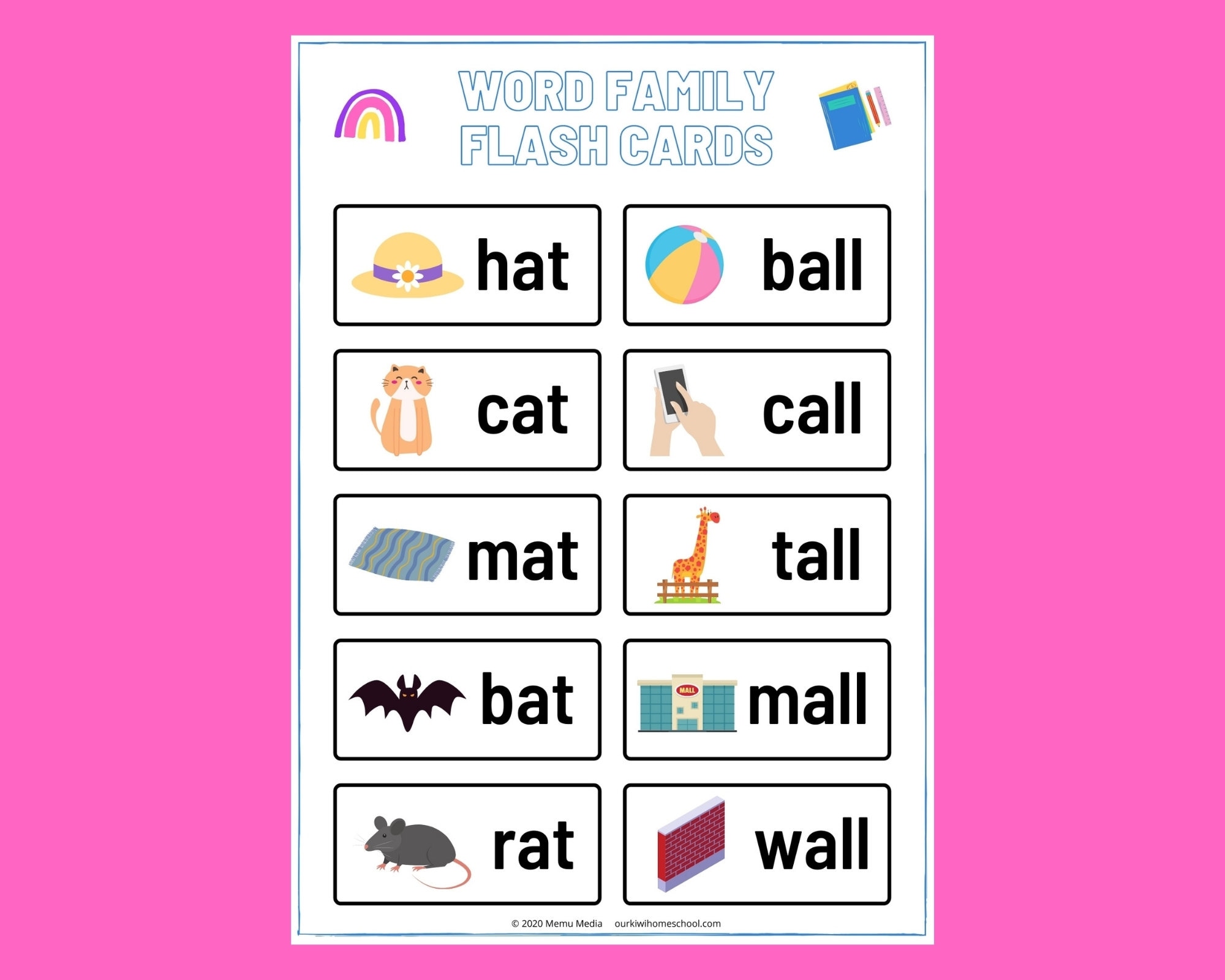 Word Family Flash Cards | Learning to Read | Rhyming Words - Etsy
