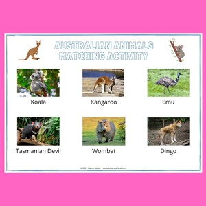 Montessori Australian Animals Matching Activity | Animal Match up Game ...