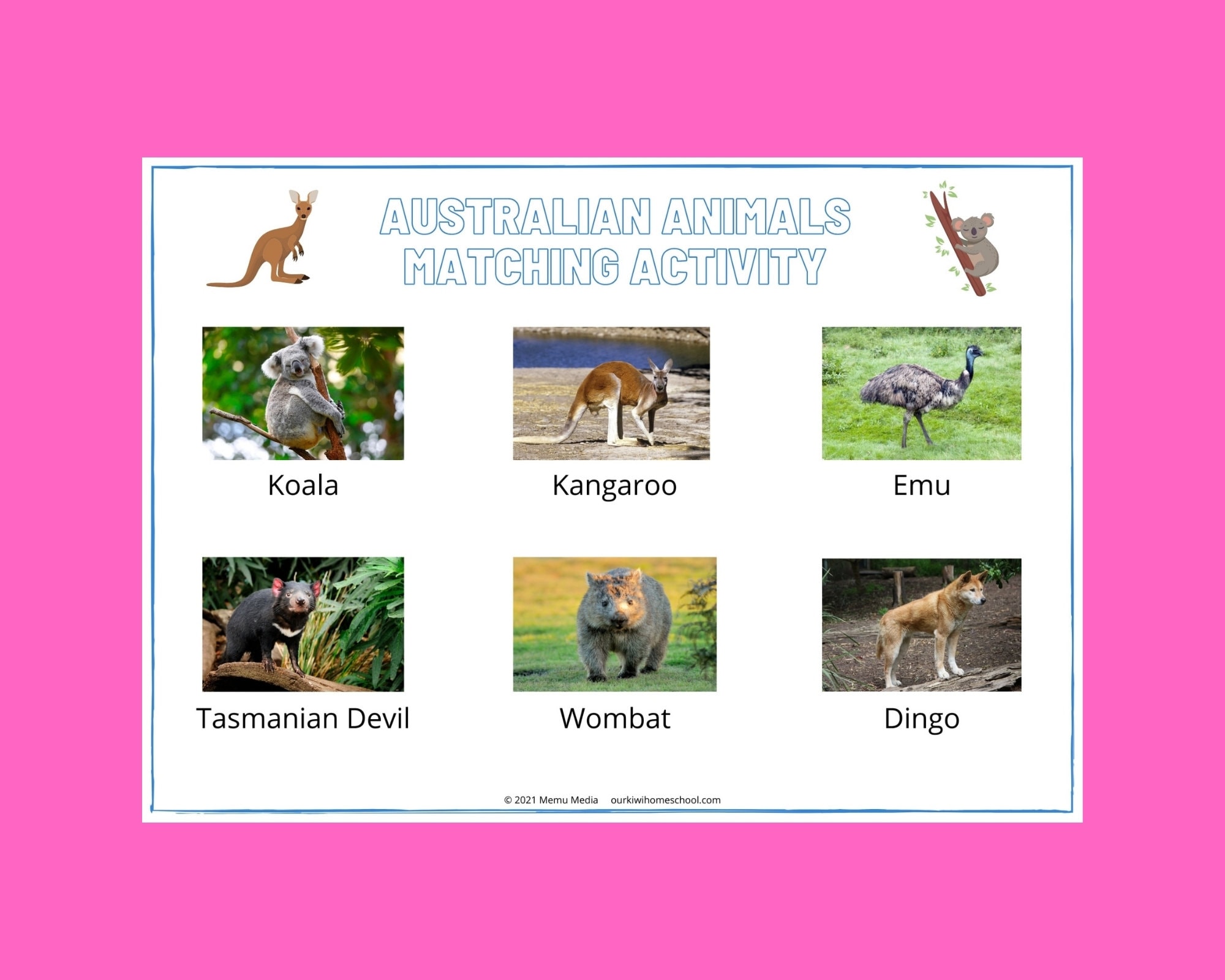 Montessori Australian Animals Matching Activity | Animal Match up Game ...