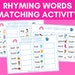 Rhyming Words Matching Game | Preschool Kindergarten Activity (PDF ...