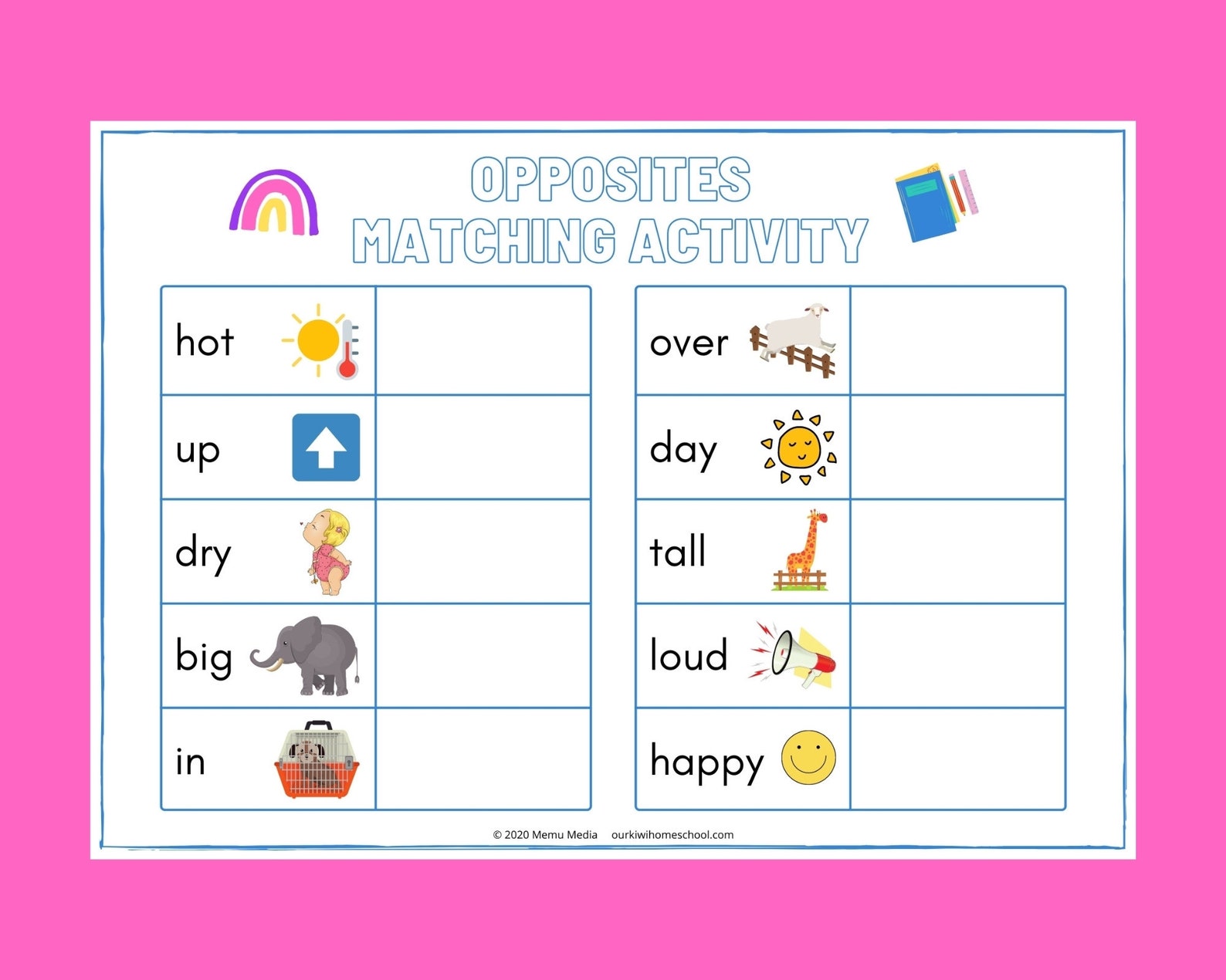 Opposites Matching Activity | Preschool Sorting Game | Montessori ...