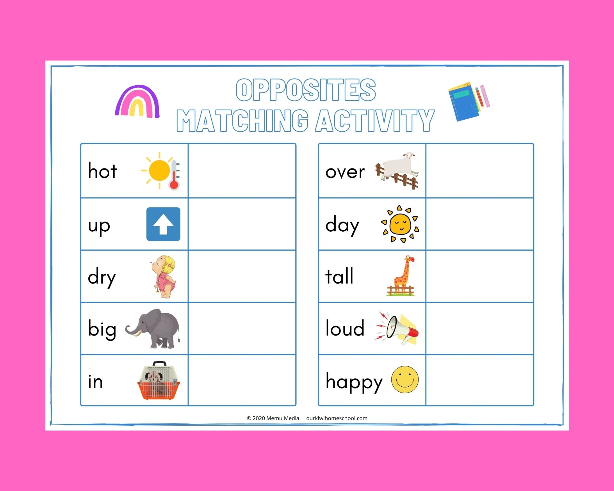 Opposites Matching Activity | Preschool Sorting Game | Montessori ...