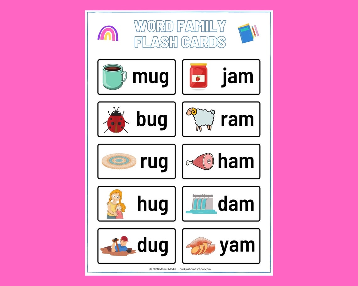 Word Family Flash Cards Learning to Read Rhyming Words | Etsy