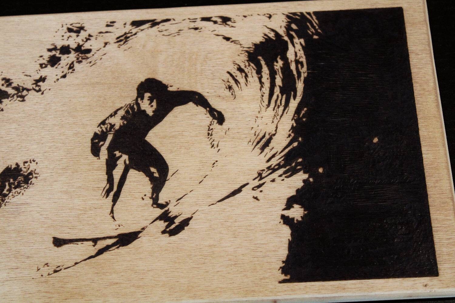Barrel Surf Pyrography Frame Art Wall Decor on Wood Barrel - Etsy