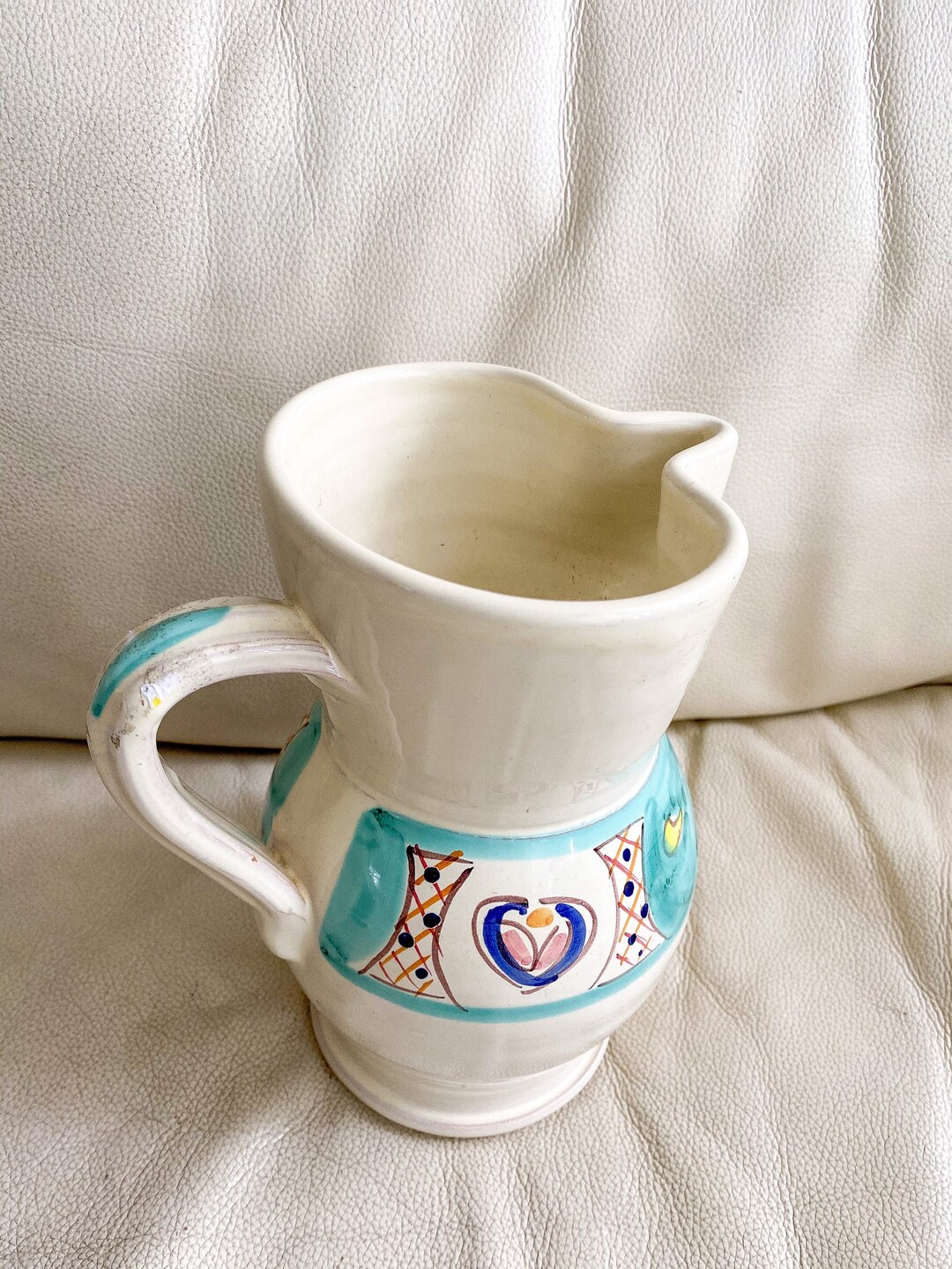 Vintage Italian Jug, Earthenware, Hand-painted and Handmade at Antica ...