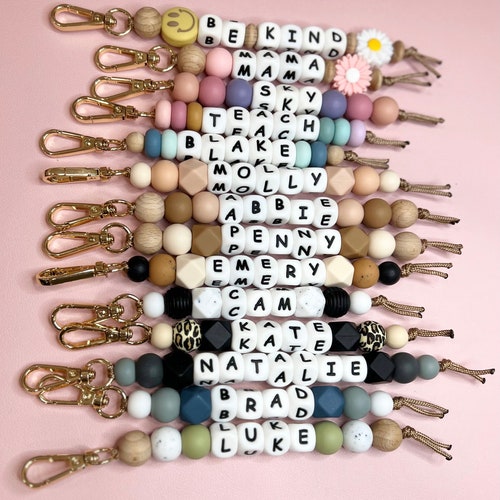 Name Silicone Beaded Keychain Custom Keychain Keychain - Etsy
