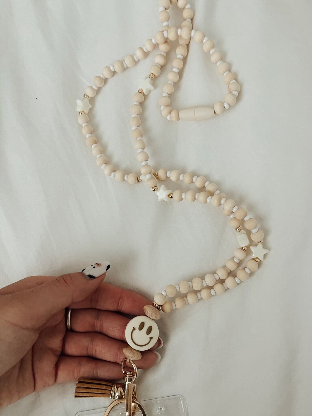 Happy + Stars Teacher Lanyard, Teacher Gift, Badge Necklace, Fun ...