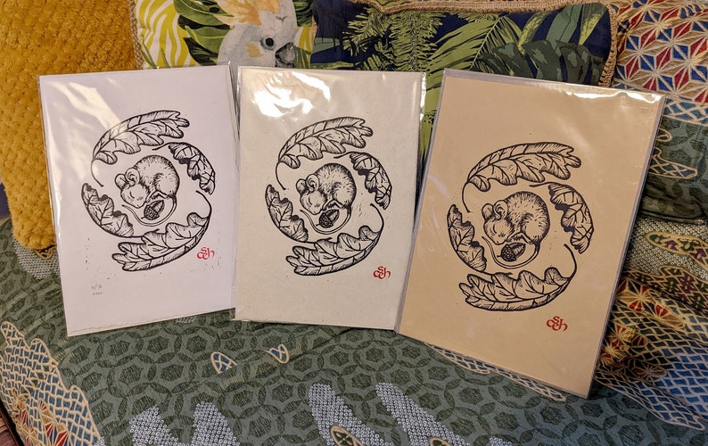 Sleeping Mouse A4 Lino Print - Etsy