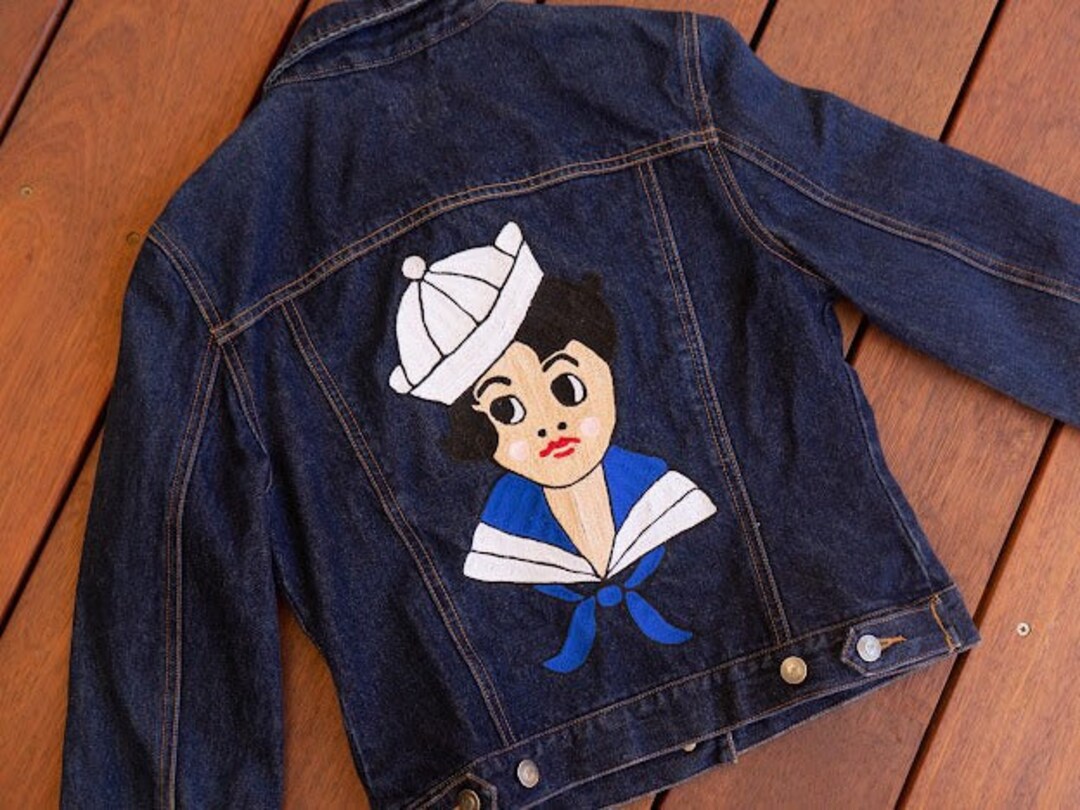 Sailor Girl Embroidered Denim Jacket - Etsy