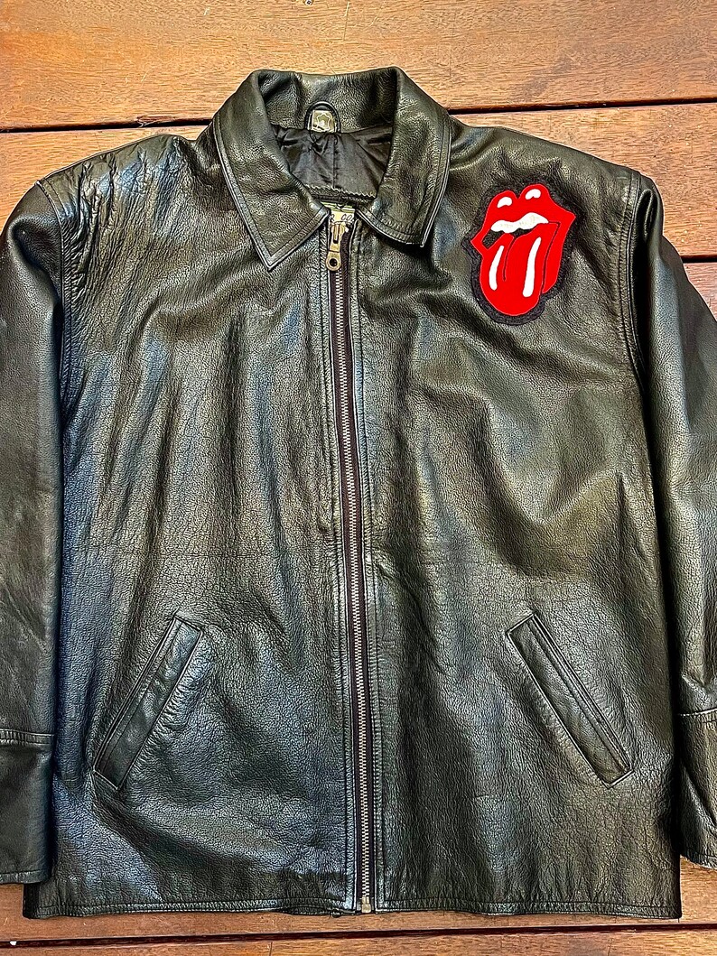 Leather Biker Jacket With Chainstitch Embroidered Patches Men’s Small ...